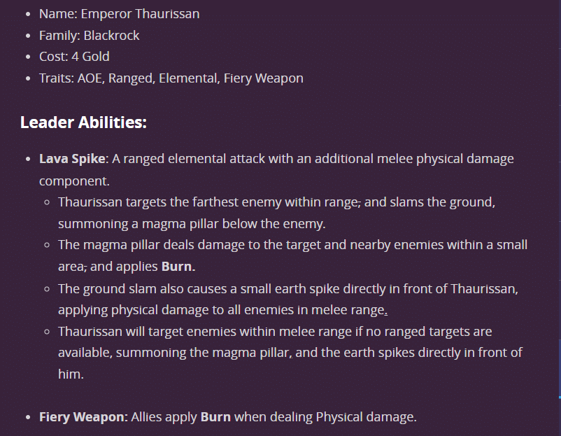 Warcraft Rumble Emperor Thaurissan Guide - Stats, Talents And More