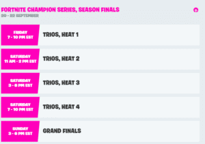 Fortnite Champion Series: Finals Schedule and Top 10 Qualified Teams