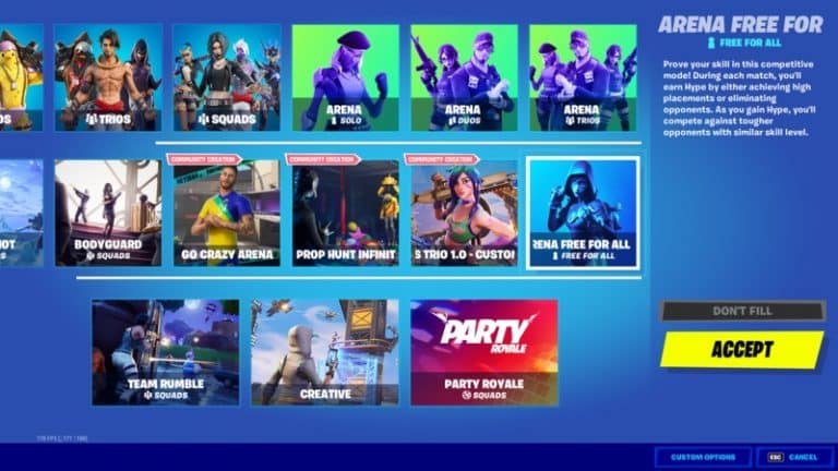 Fortnite: Arena Mode FFA Test Now Playable In-Game
