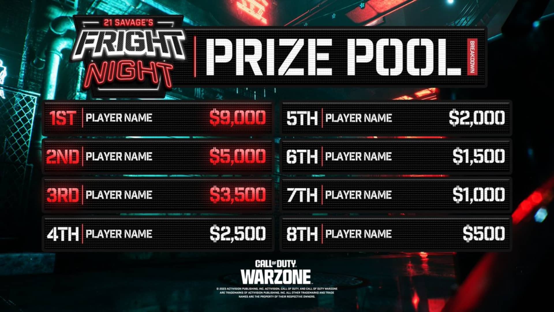21 Savage's Fright Night $25K Call of Duty Warzone Tournament Details