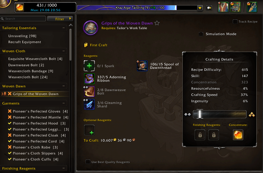 What Does Each War Within Crafting Stats do?